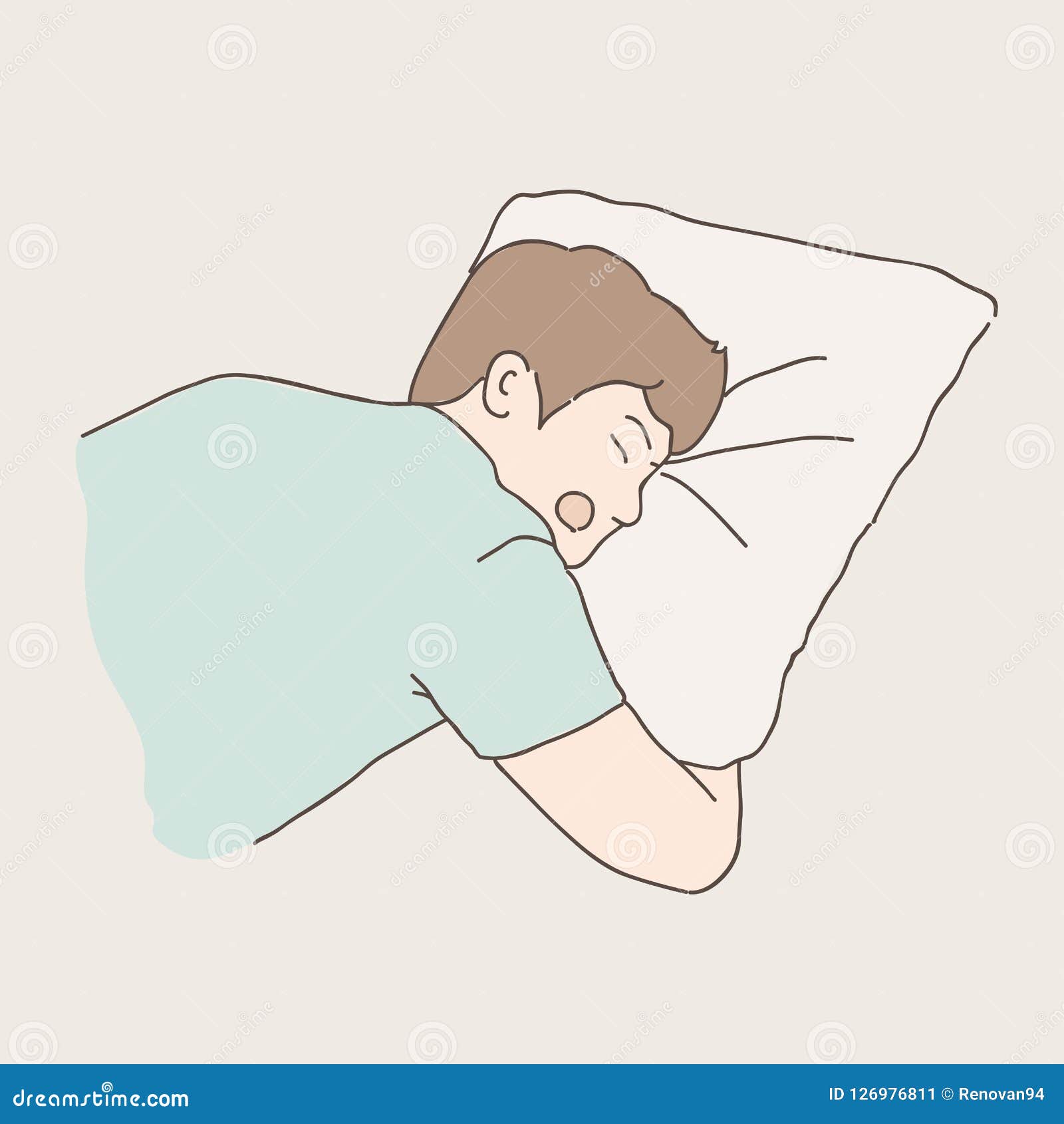 Hand Drawn a Man Sleeping Well. Stock Illustration - Illustration of ...