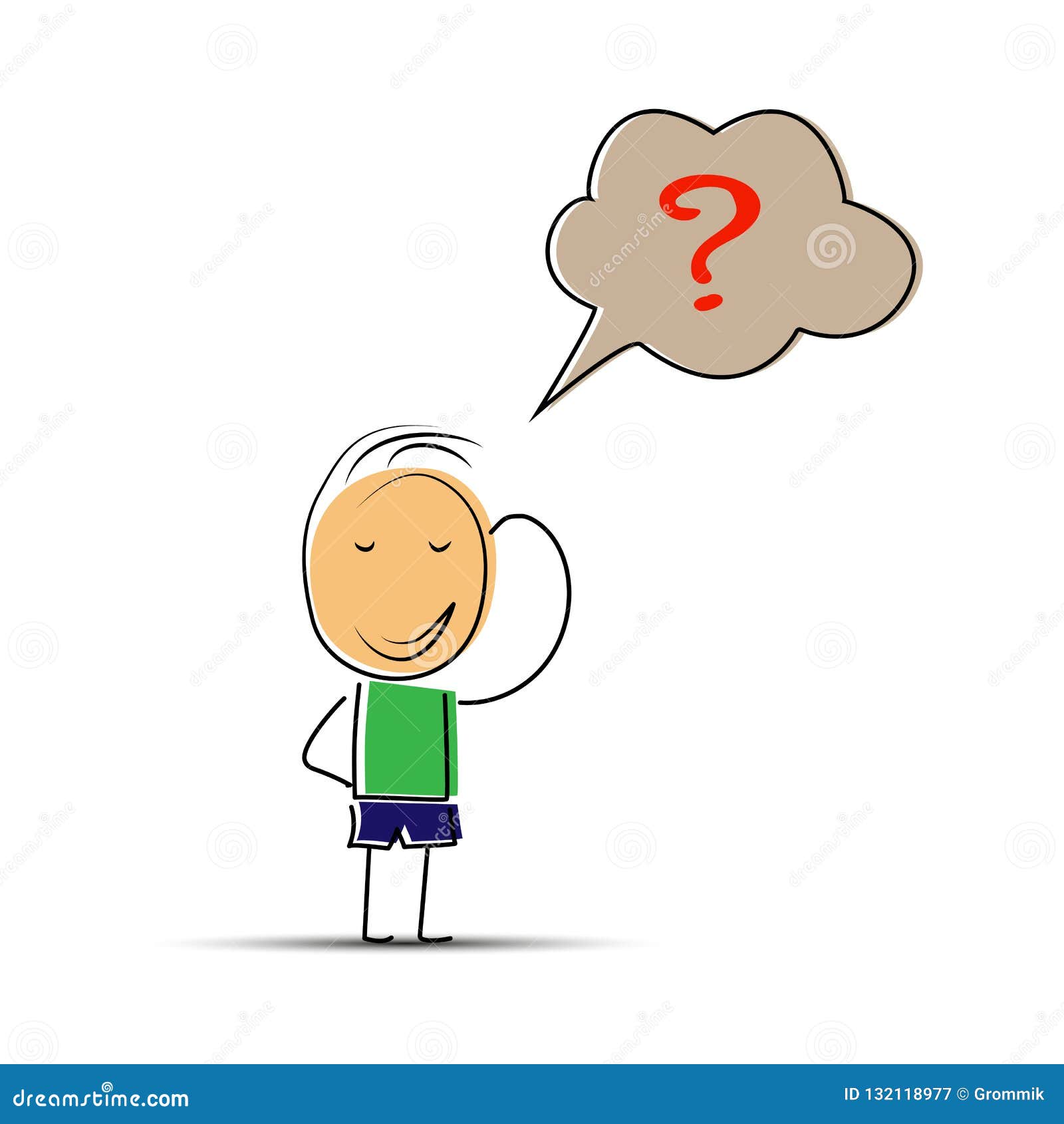 Hand-drawn Man Wondered, Question Mark in Speech Bubble Stock ...