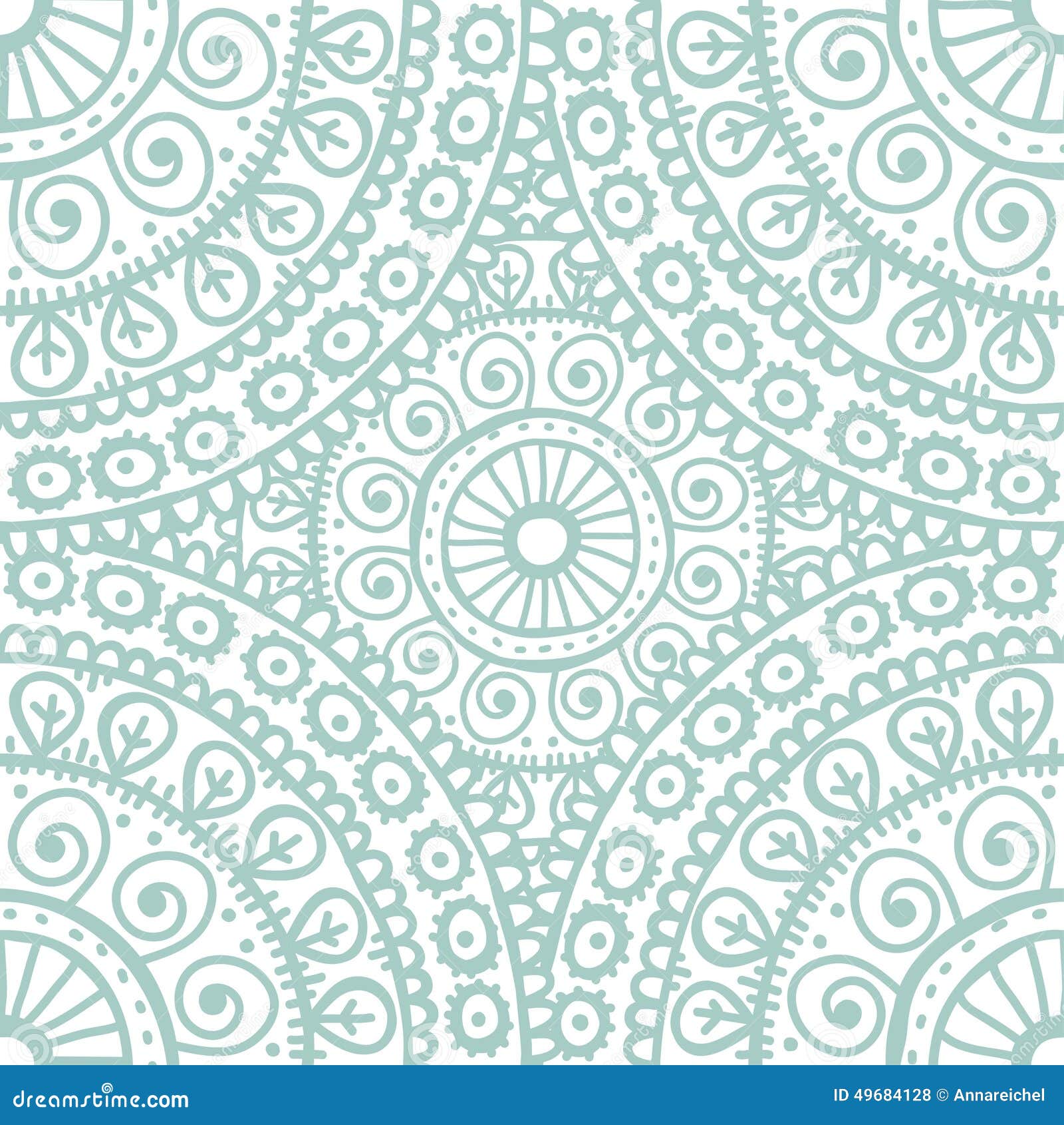 Hand Drawn Mandala Seamless Pattern in Light Blue L Tones Stock Vector ...