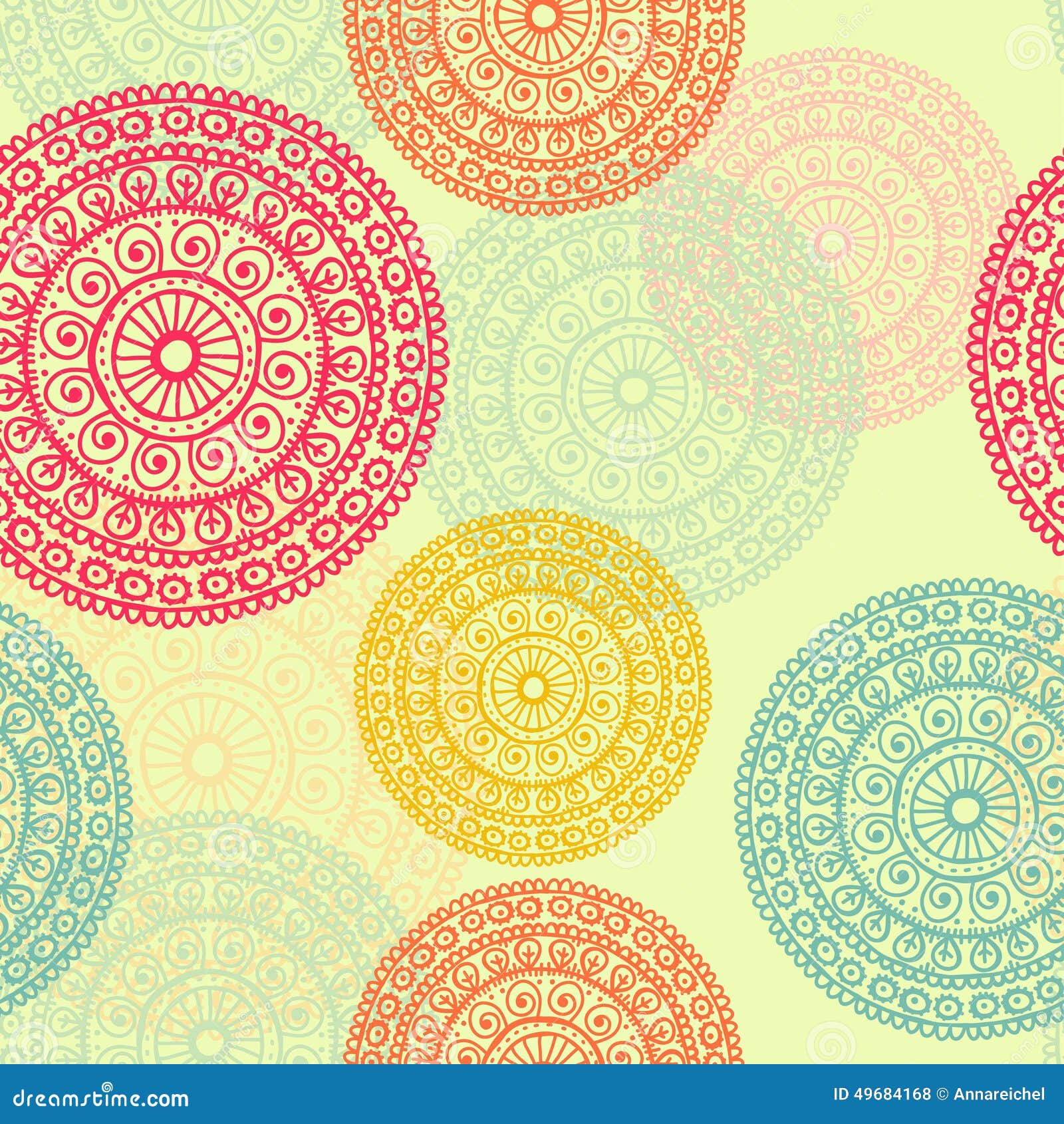 Mandala Seamless Pattern Borders,strips Background. Cartoon Vector ...