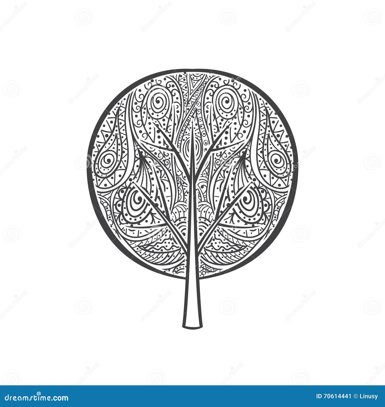 Mandala Tree Of Life. Symbolic Tree On Blue Tracery Background. Vector ...