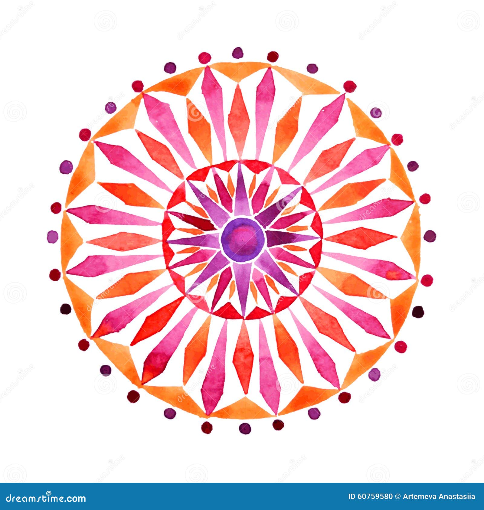 Hand Drawn Mandala in Watercolors Technique Stock Illustration ...