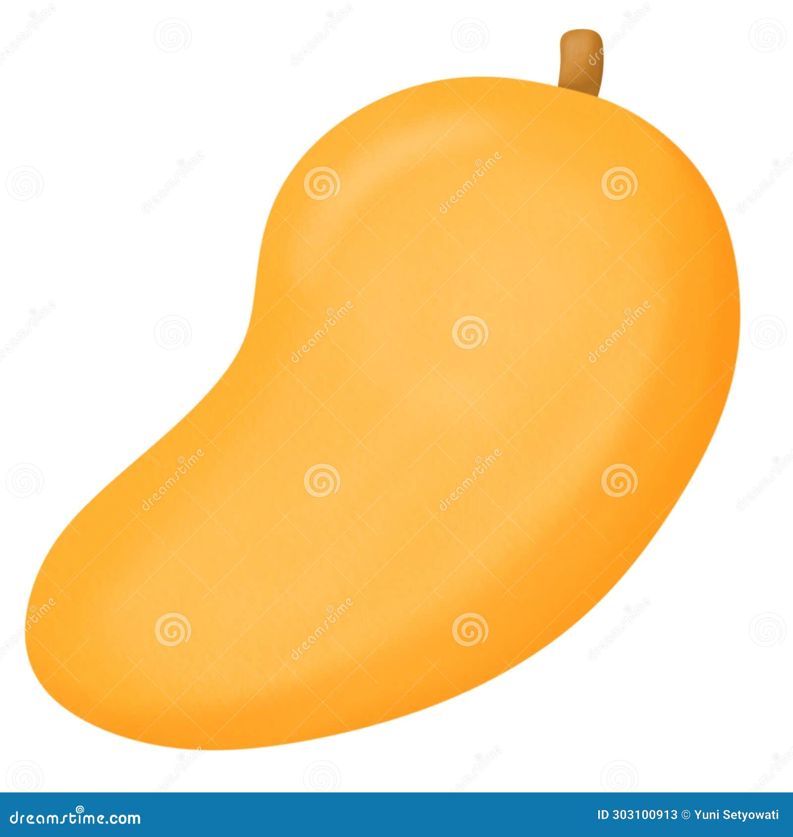 Hand Drawn Mango Fruit Watercolor Icon Cartoon Illustration Stock ...