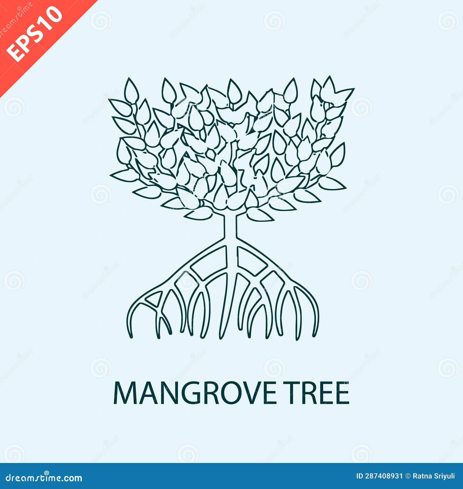 Hand Drawn Mangrove Tree Logo Icon Vector Design Illustration Stock ...