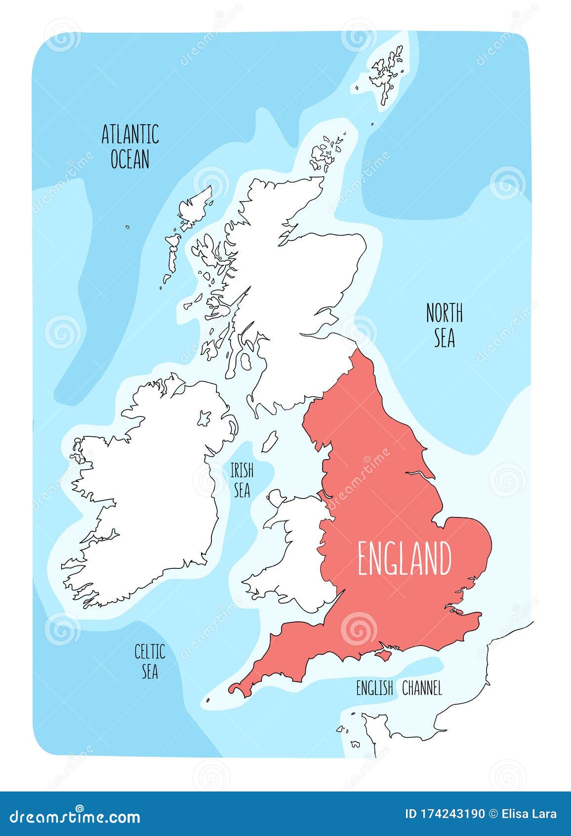 Hand Drawn Map of England and the British Isles. Stock Vector ...
