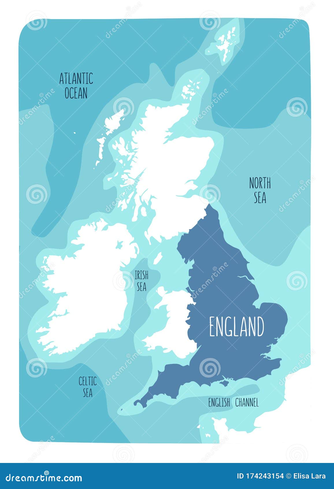 Hand Drawn Map of England and the British Isles. Colorful Hand Drawn ...