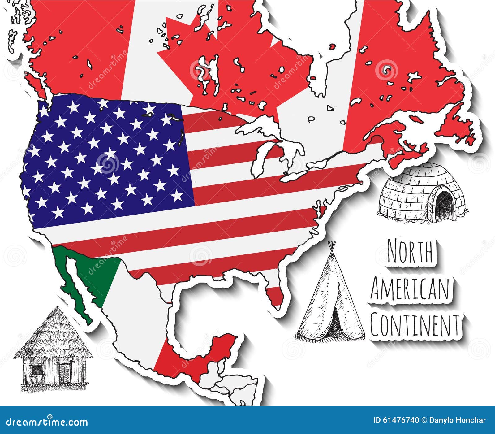 Hand drawn map. stock vector. Illustration of nation - 61476740