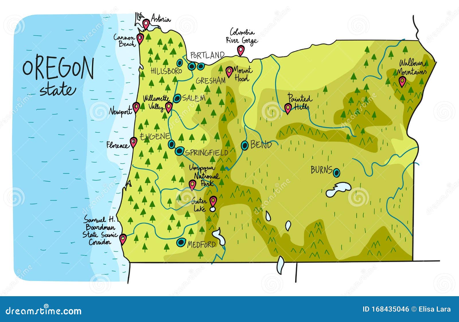 Colorful Oregon Political Map With Clearly Labeled, Separated Layers ...