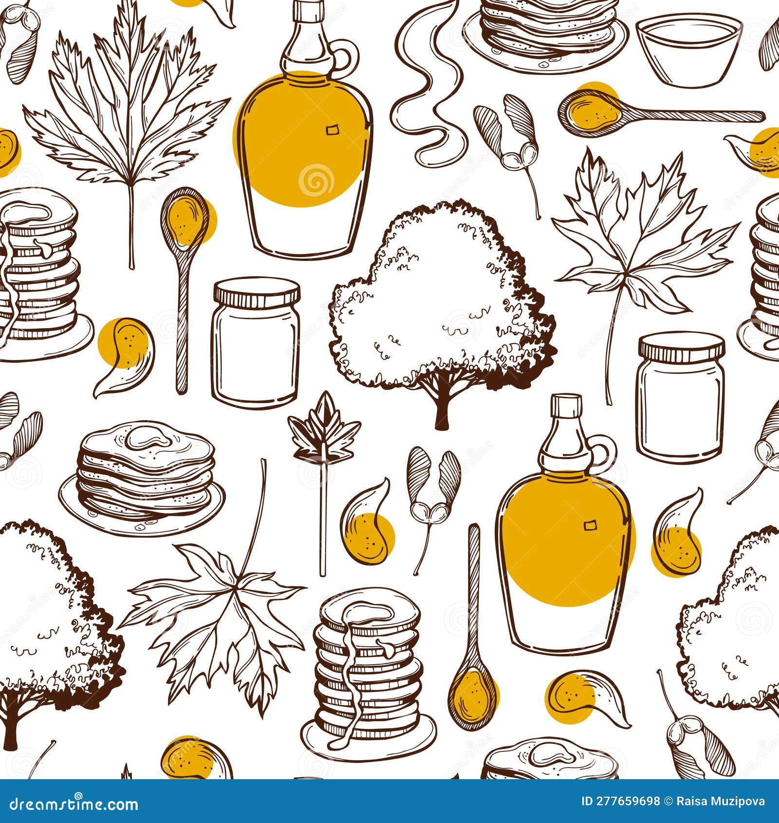 Maple Syrup Set. Vector Pattern Stock Vector - Illustration of liquid ...