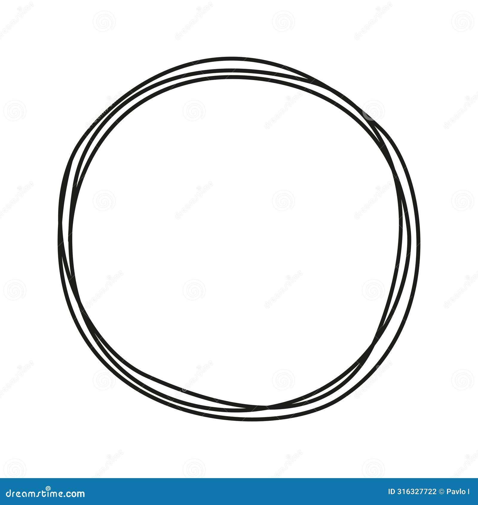 Hand Drawn Marker Circle, Continuous Black Line Round Frame Stock ...