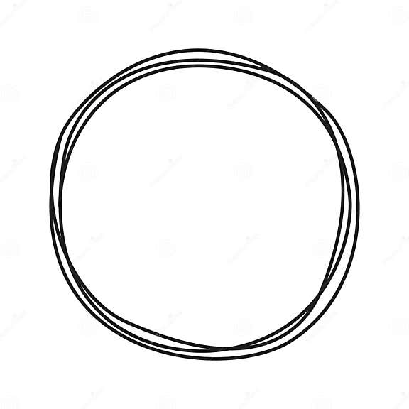 Hand Drawn Marker Circle, Continuous Black Line Round Frame Stock ...