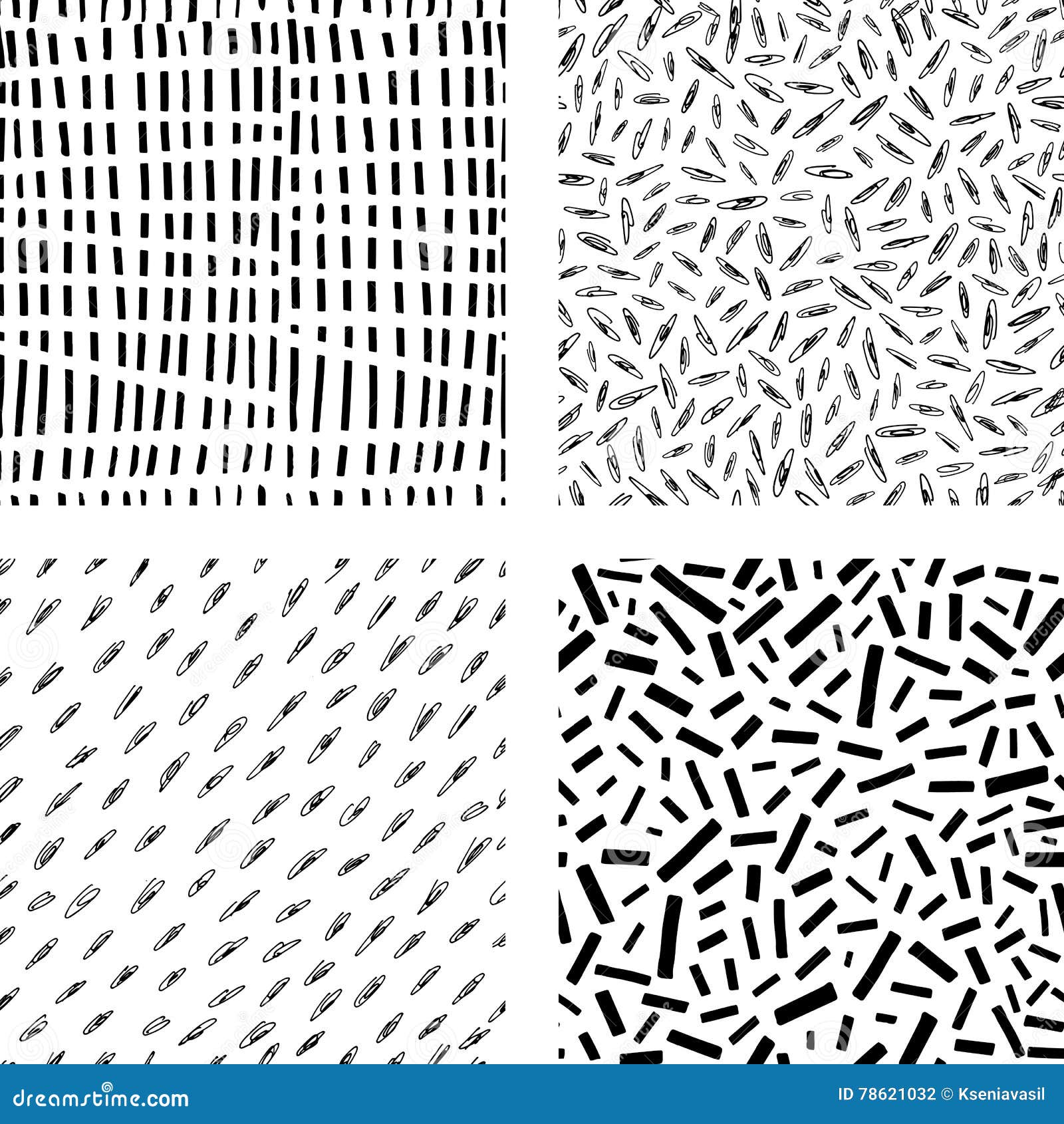 Hand Drawn Marker And Ink Seamless Patterns Stock Vector Illustration