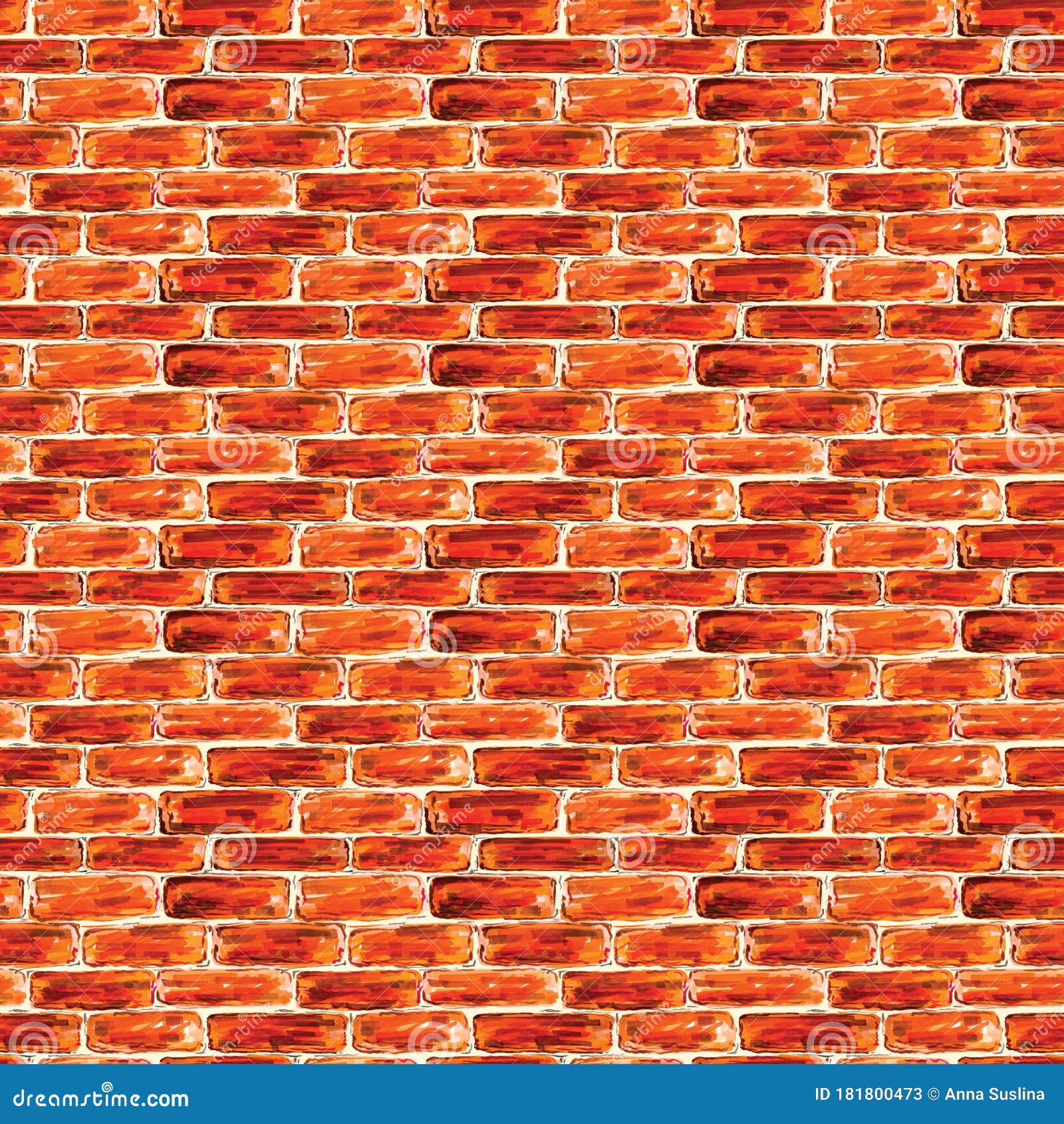 Hand-drawn Marker Yellow and Orange Brick Wall Seamless Pattern Stock ...