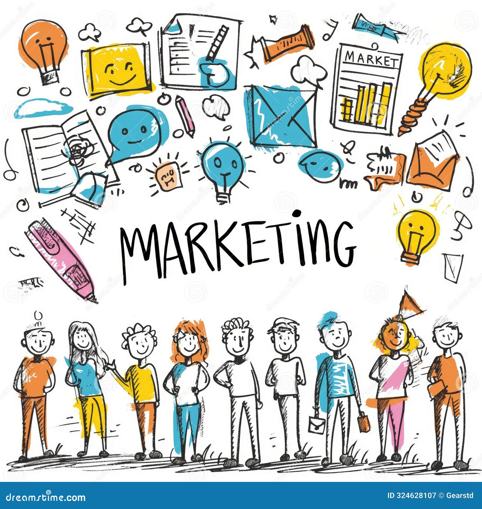 Hand-drawn Marketing Concept Illustration Stock Illustration ...