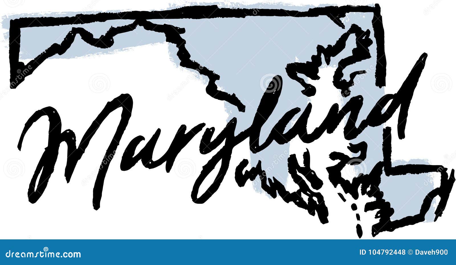 Hand Drawn Maryland State Design Stock Vector - Illustration of ...