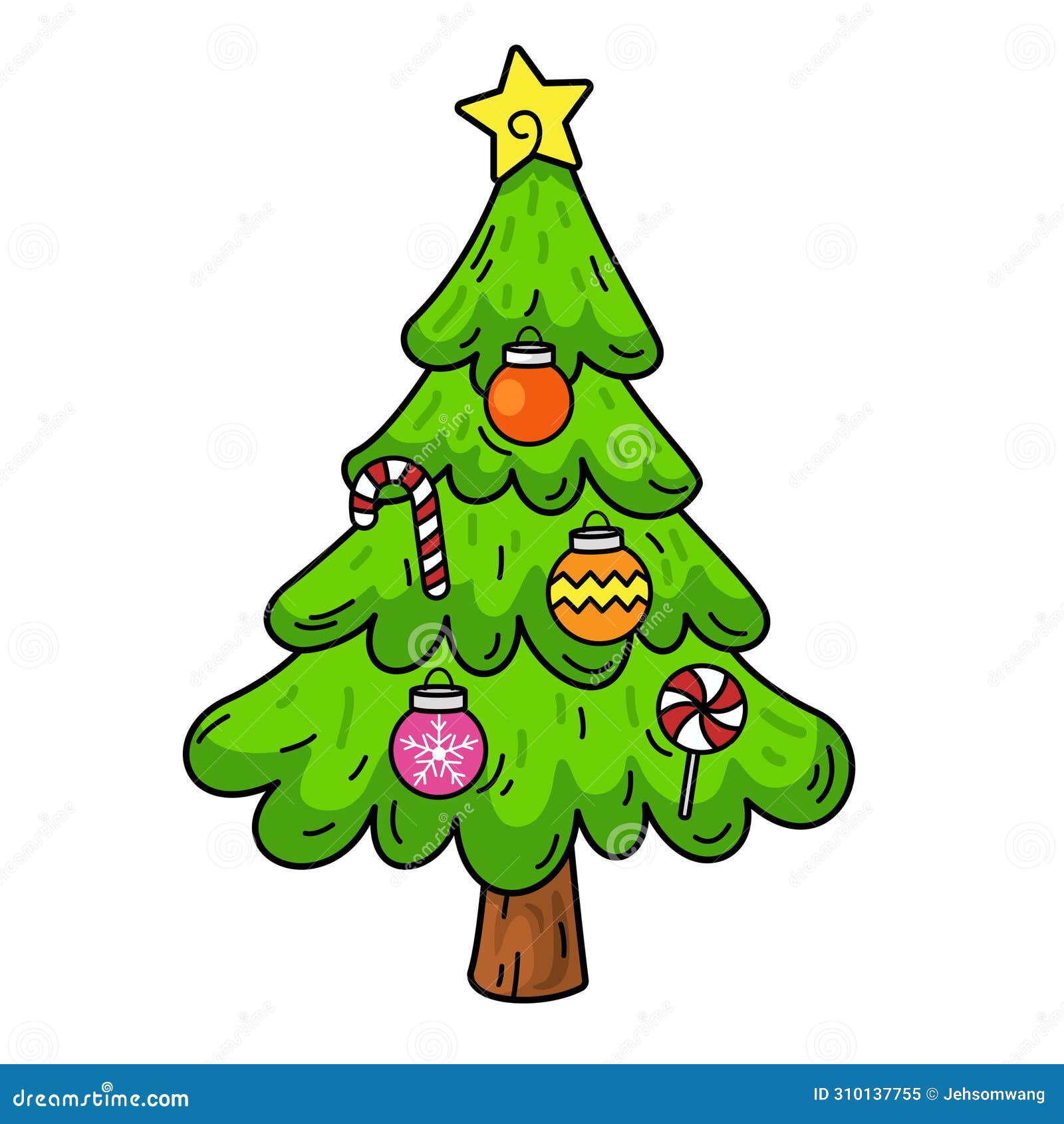 Hand Drawn X Mas Tree Character Illustration Stock Vector ...