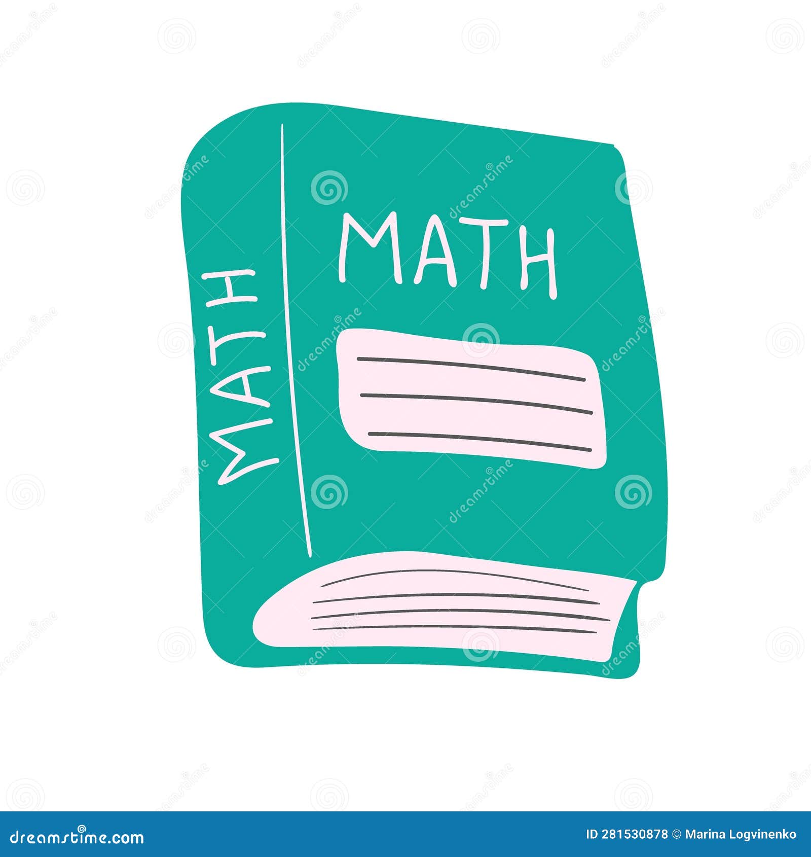 Hand Drawn Math Book in Doodle Style. Education and Back To School ...