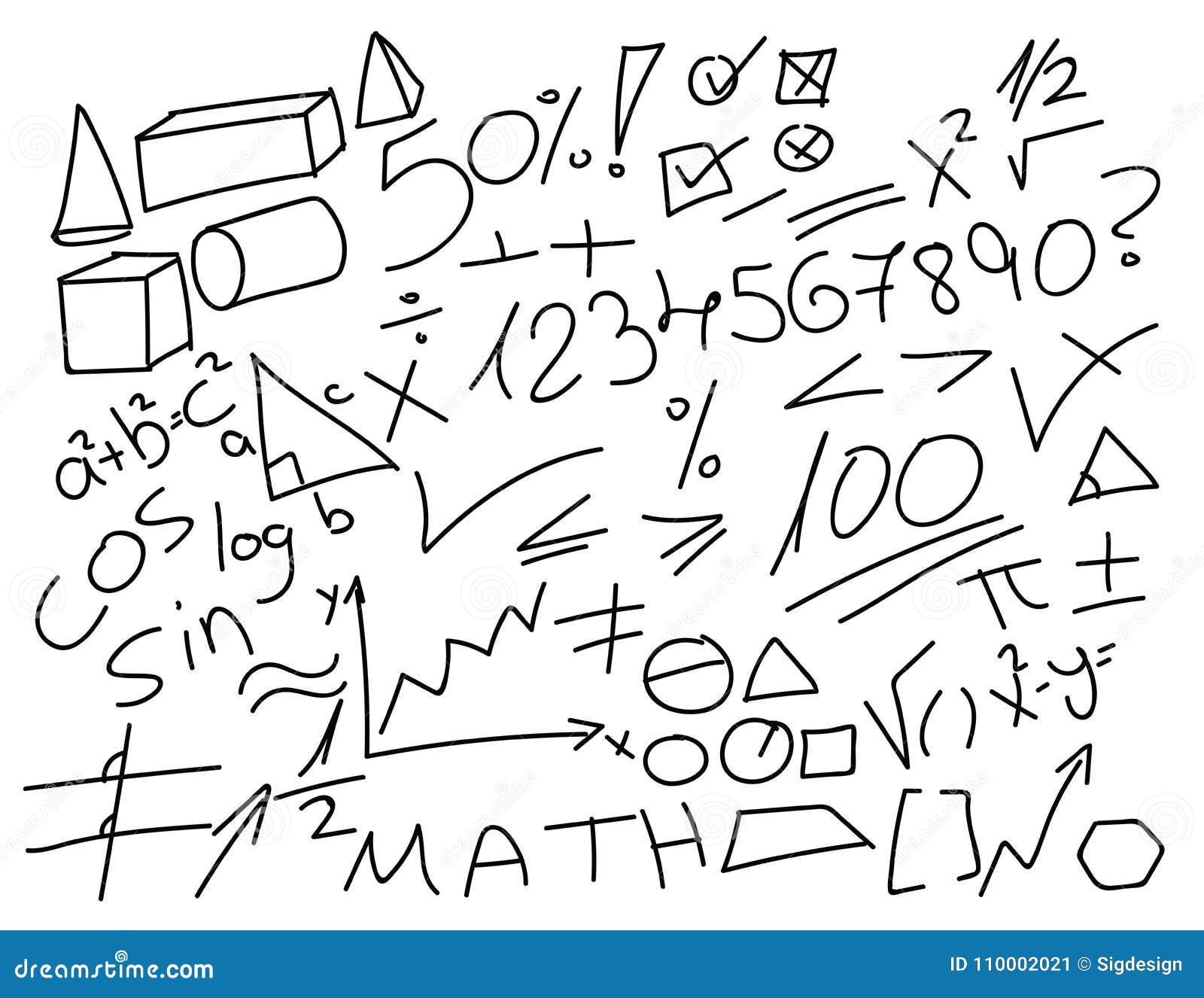 Hand drawn math symbol stock vector. Illustration of graph - 110002021
