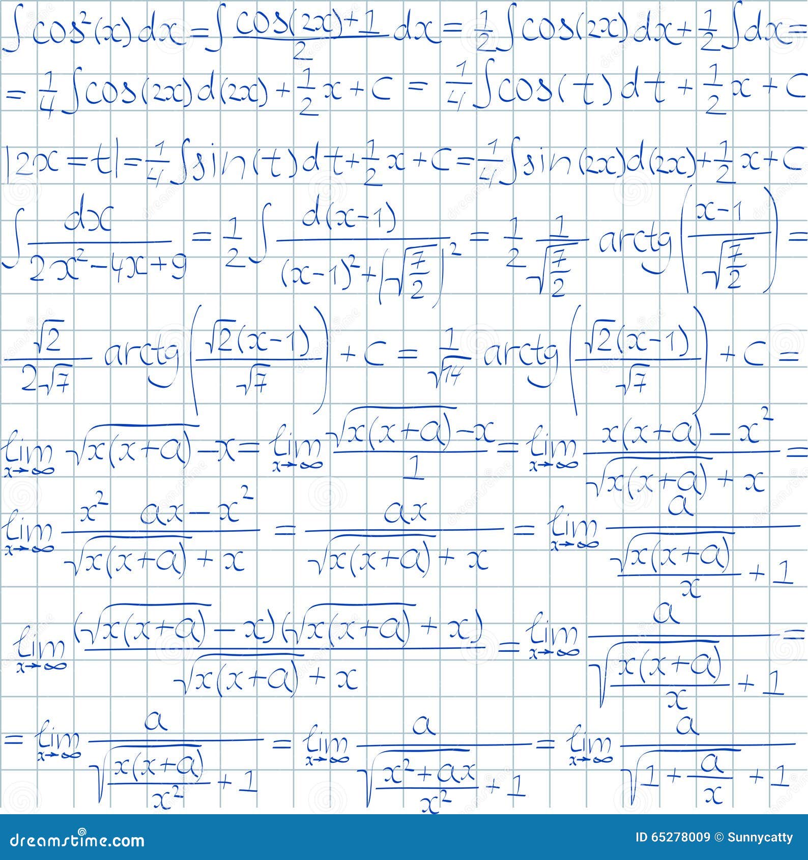 Hand Drawn Math Vector Seamless Pattern. Stock Vector - Illustration of ...