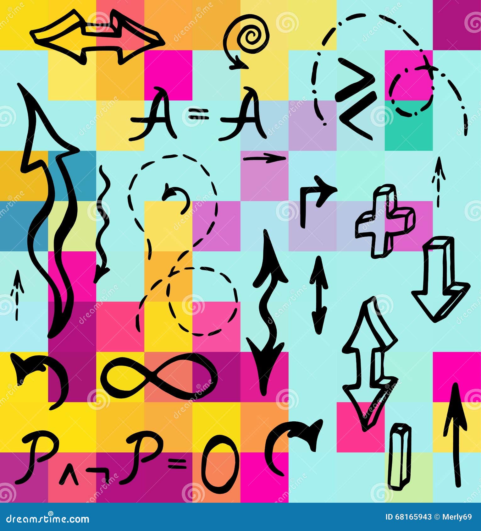 Hand Drawn Mathematical Elements Vector Illustration. Stock Vector ...