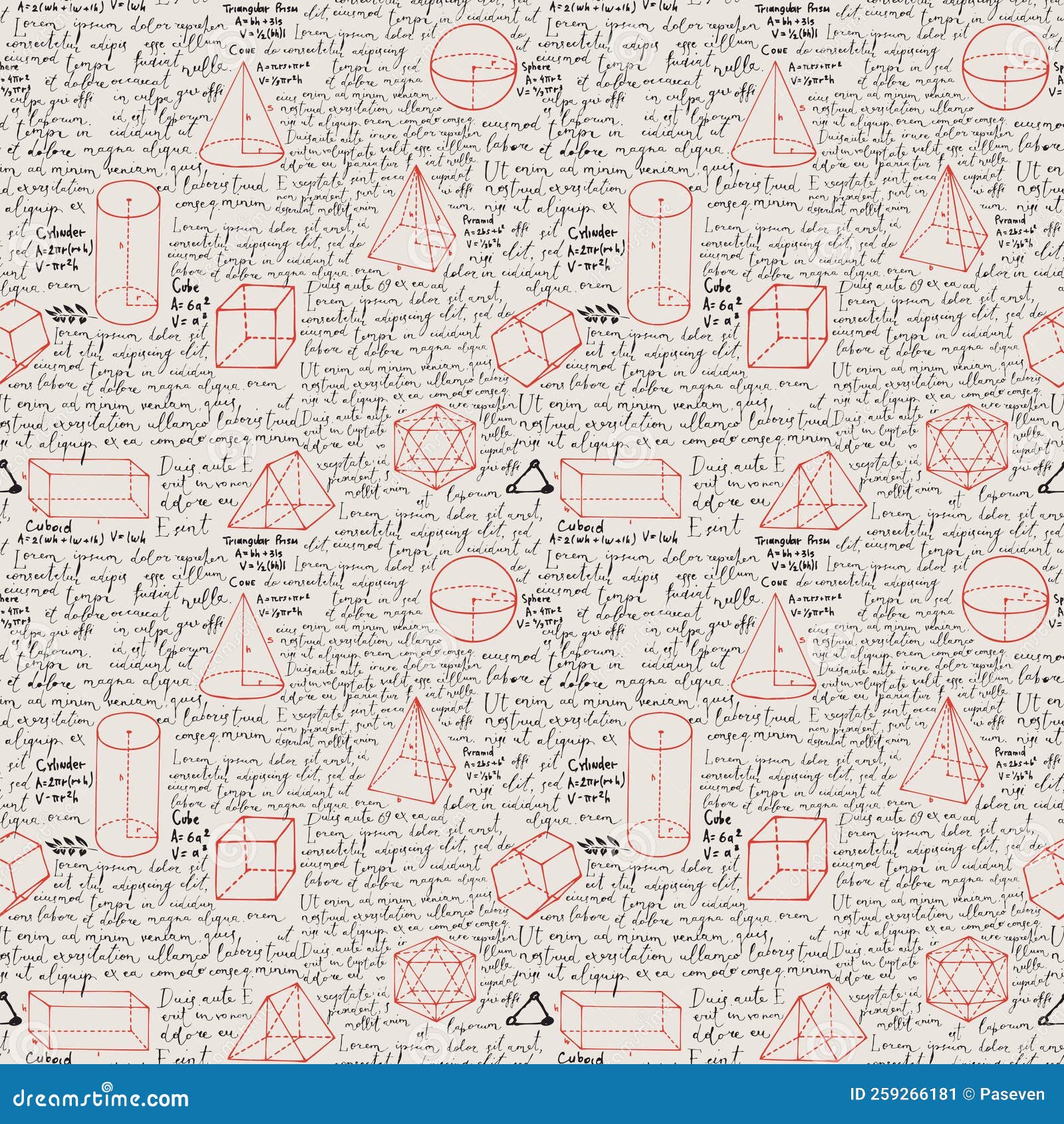 Math Seamless Pattern with Lorem Ipsum and Sketches Stock Vector ...