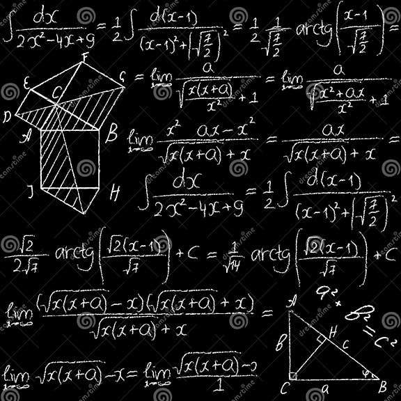 Hand Drawn Mathematical Vector Seamless Pattern with Formulas ...