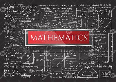 Hand drawn Mathematics stock vector. Illustration of blackboard - 57394857