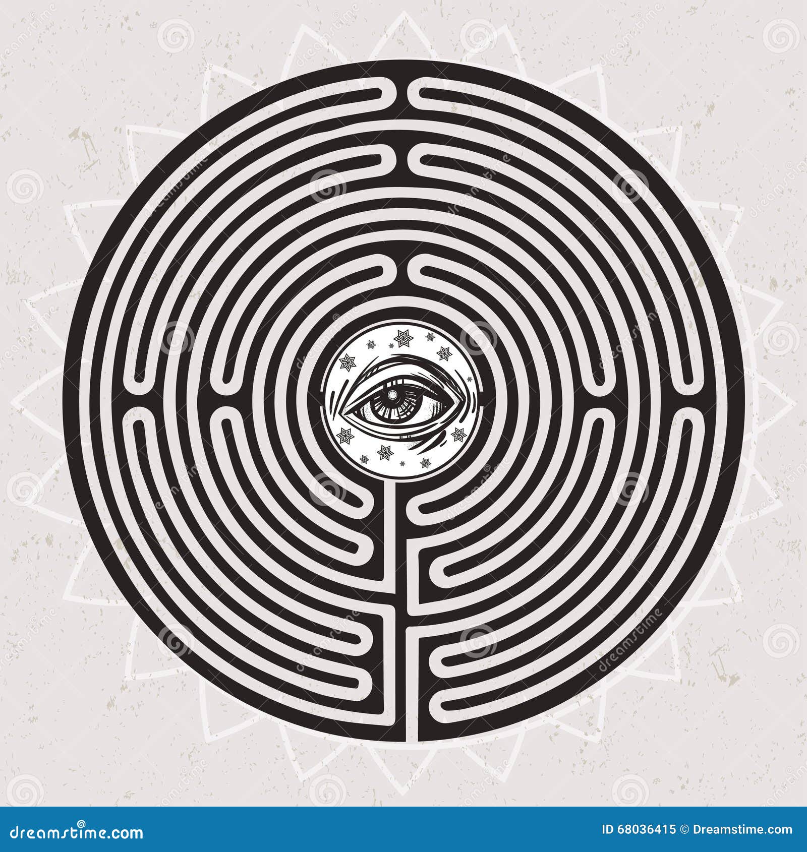 Hand Drawn Maze Labyrinth with Eye in it. Stock Vector - Illustration ...