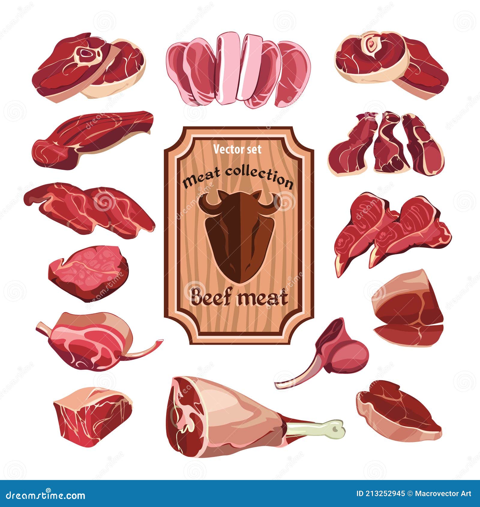 Hand Drawn Meat Elements Set Stock Vector - Illustration of food ...