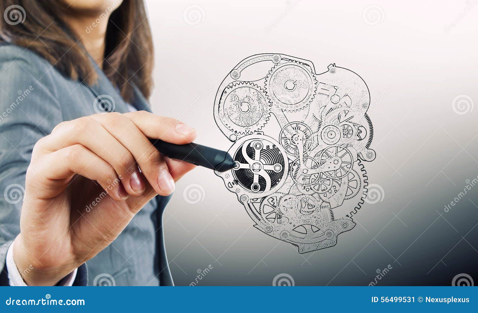 Hand Drawn Mechanical Heart Stock Image - Image of symbol, machinery ...