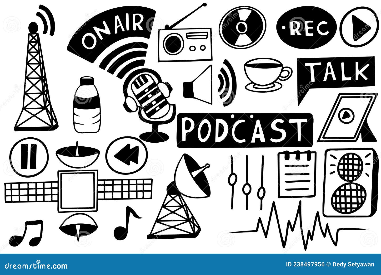 Hand drawn media broadcast stock vector. Illustration of icon - 238497956