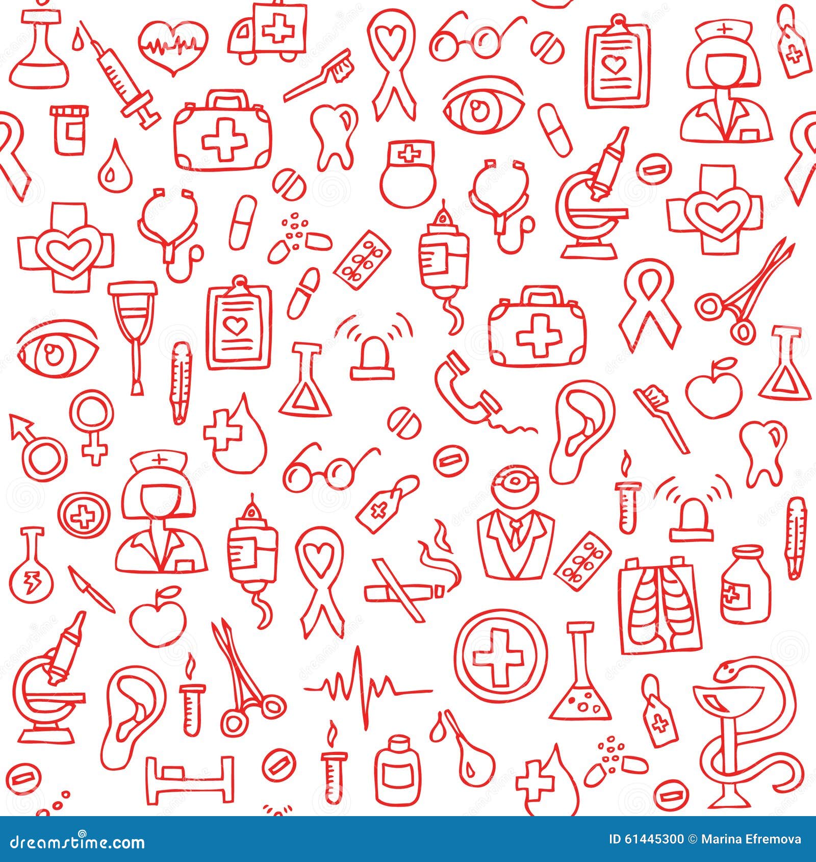 Hand Drawn Medical Seamless Pattern. Vector Illustration Stock Vector ...