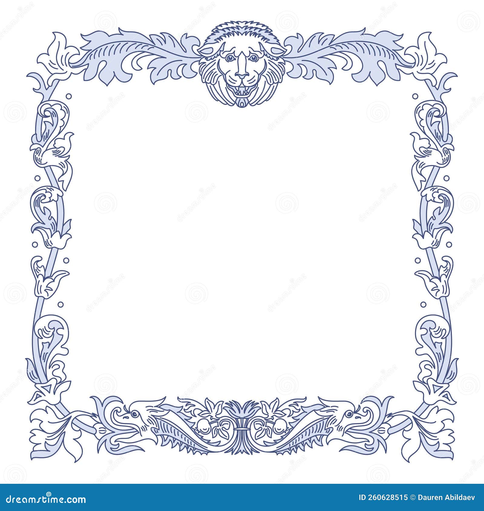 Hand Drawn Medieval Frame Design Vector Illustration. Stock Vector ...