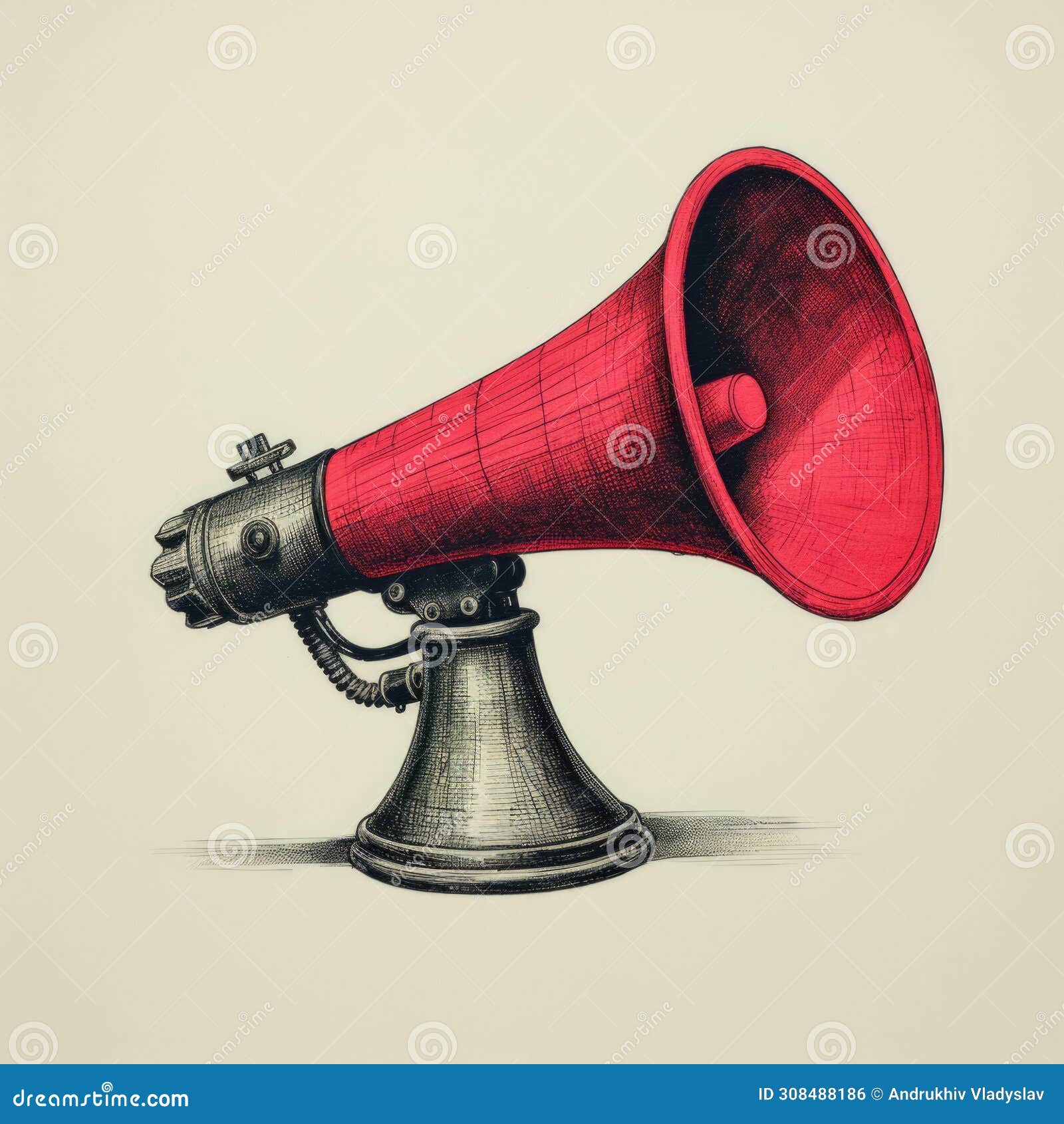 Hand Drawn Megaphone, Abstract Art Stock Illustration - Illustration of ...