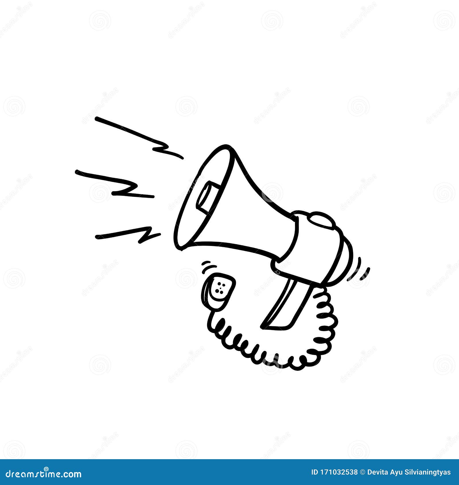 Hand Drawn Megaphone Illustration with Doodle Cartoon Style Vector ...