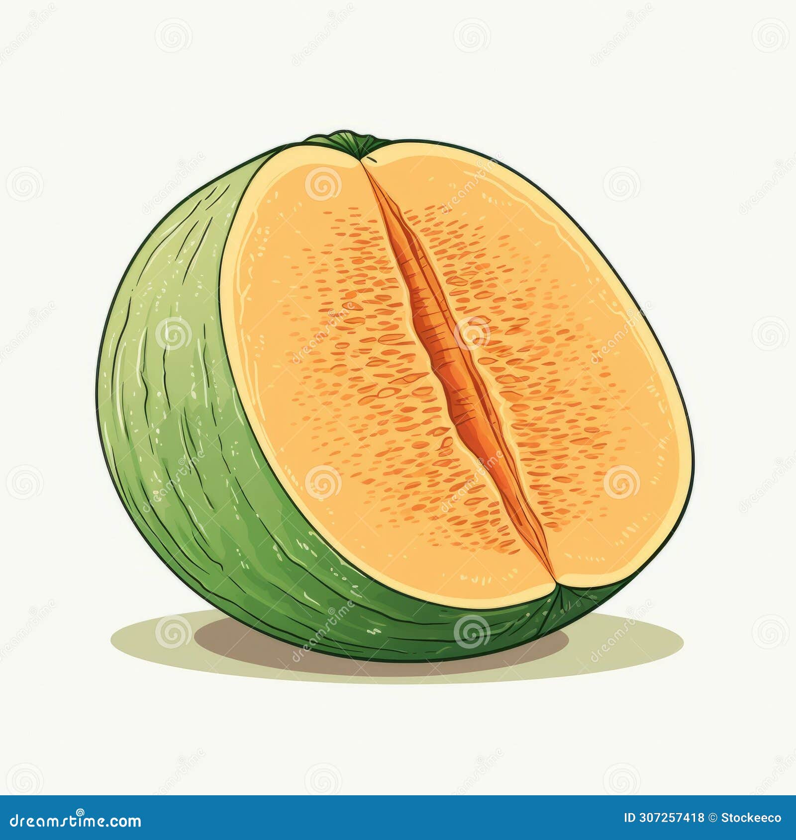 Hand Drawn Melon - Vector Flat Clean Shape with Flat Color Stock Photo ...