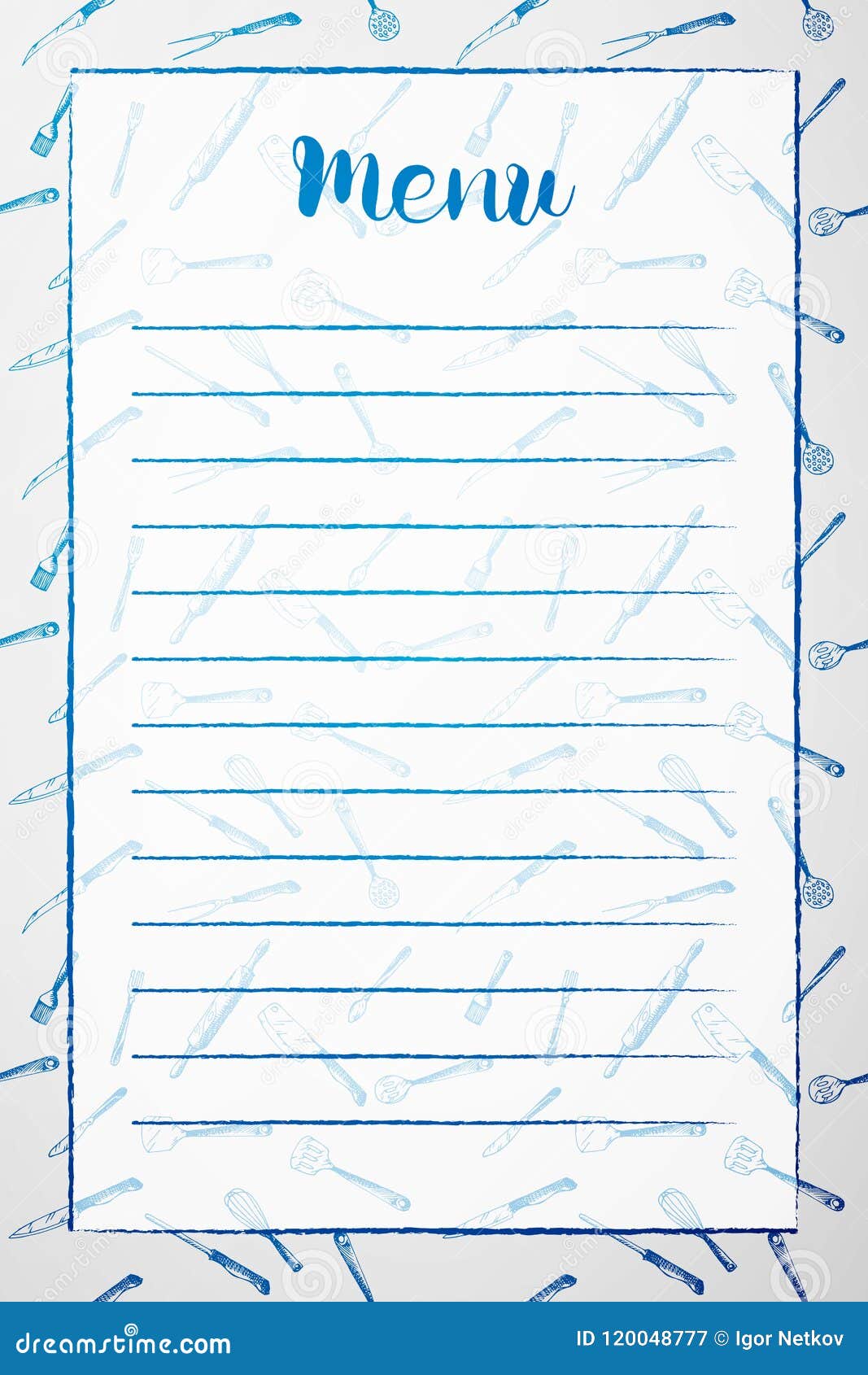 Hand drawn menu stock vector. Illustration of chef, cafe - 120048777