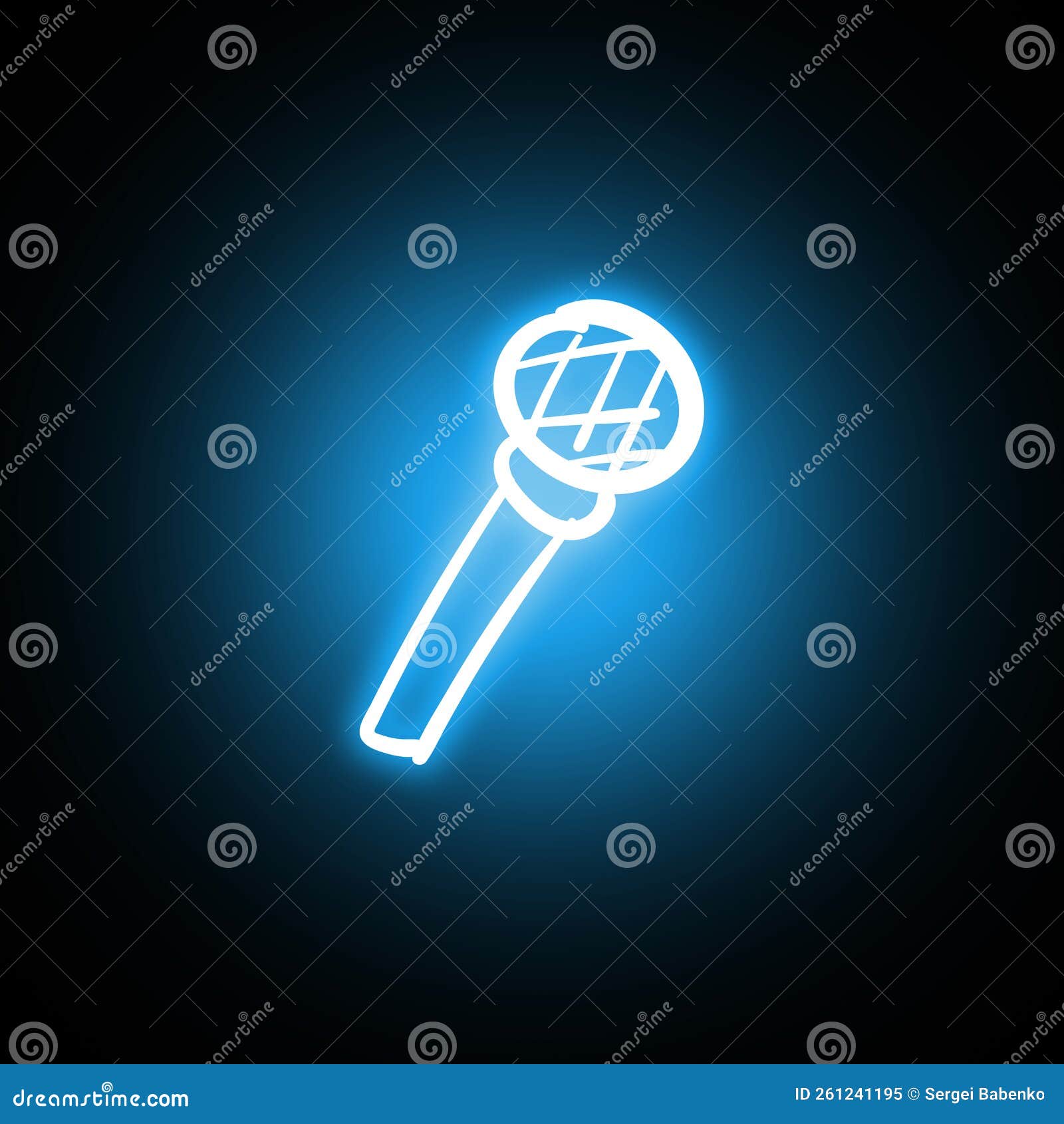 Hand Drawn Microphone for Singing Icon in Hologram and Neon Style with ...