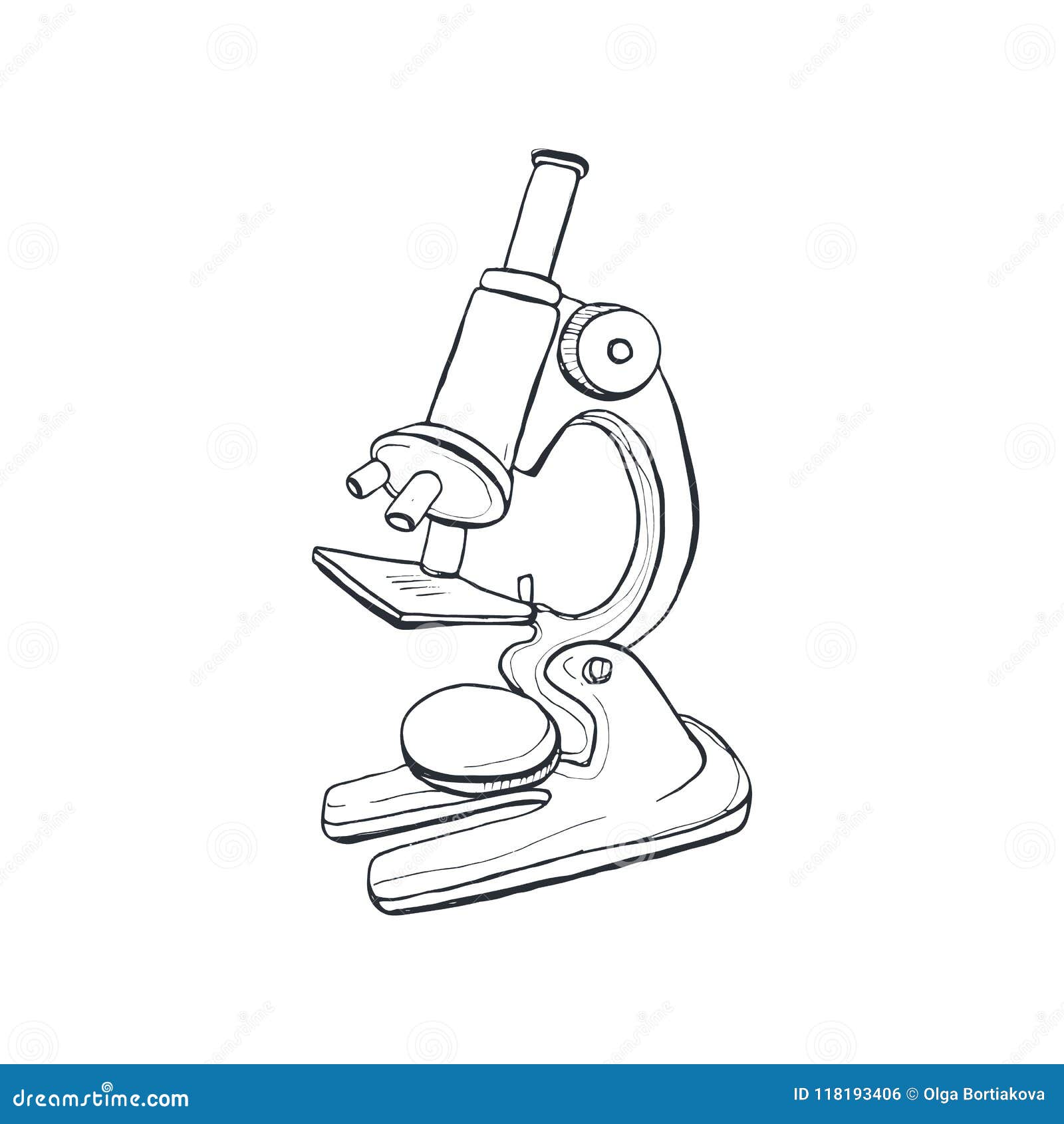 Microscope Sketch Vector Illustration, Line Art Colored Style ...