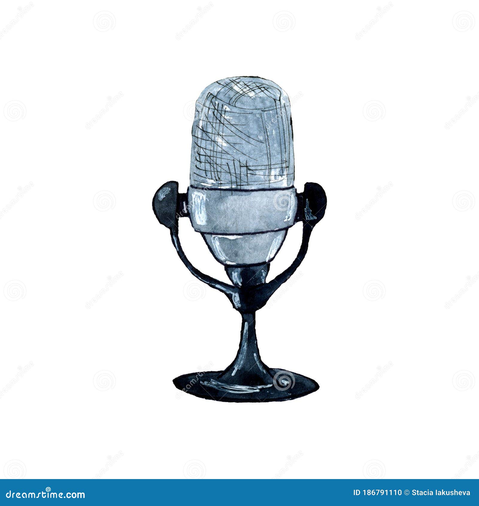 Hand drawn mike stock illustration. Illustration of print - 186791110