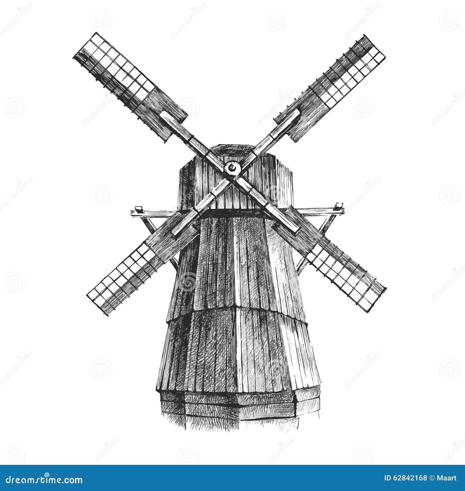 Hand drawn mill stock vector. Illustration of drawn, landscape - 62842168