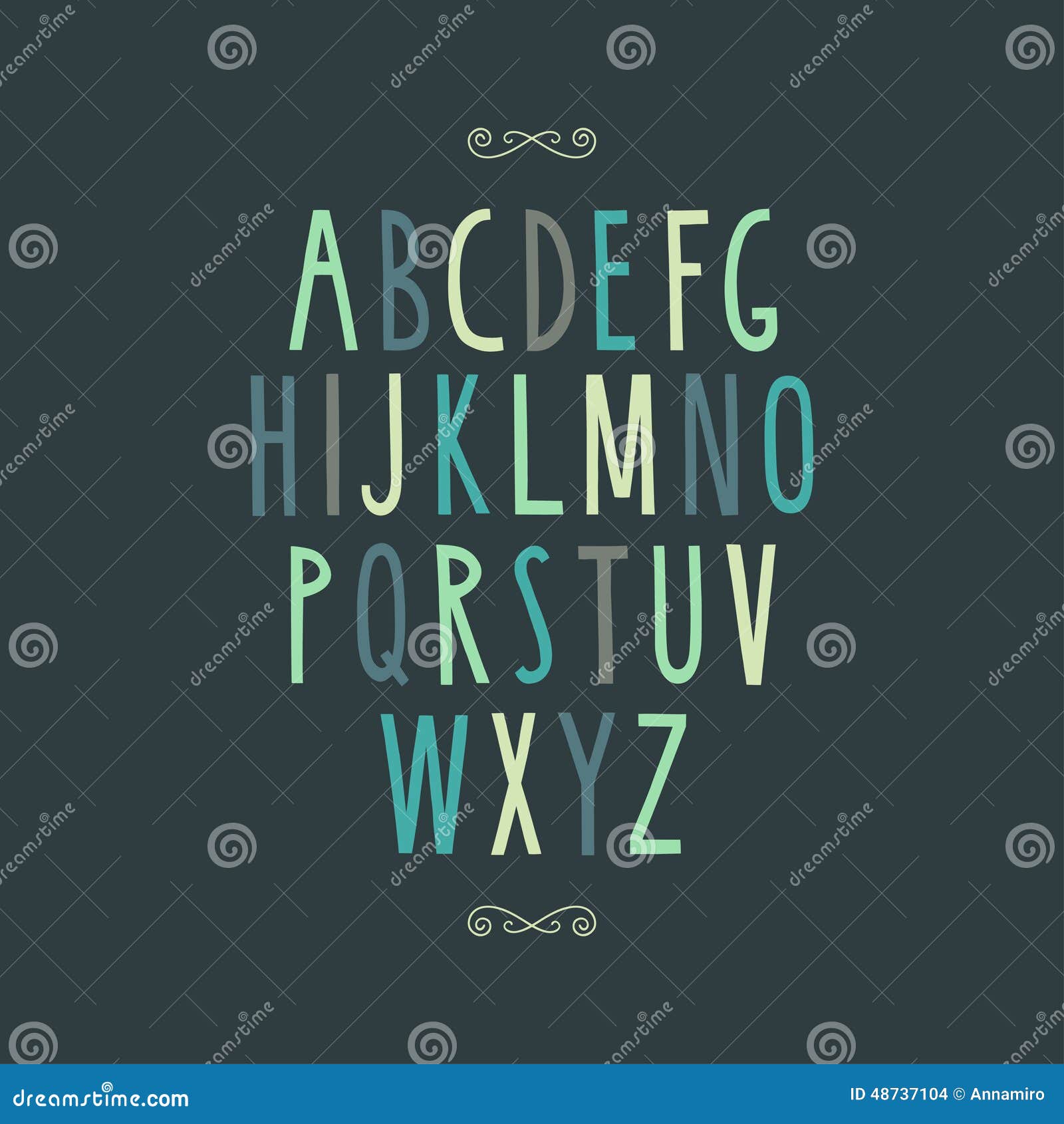 Scrawl Alphabet Font. Uppercase Handwritten Letters And Numbers ...
