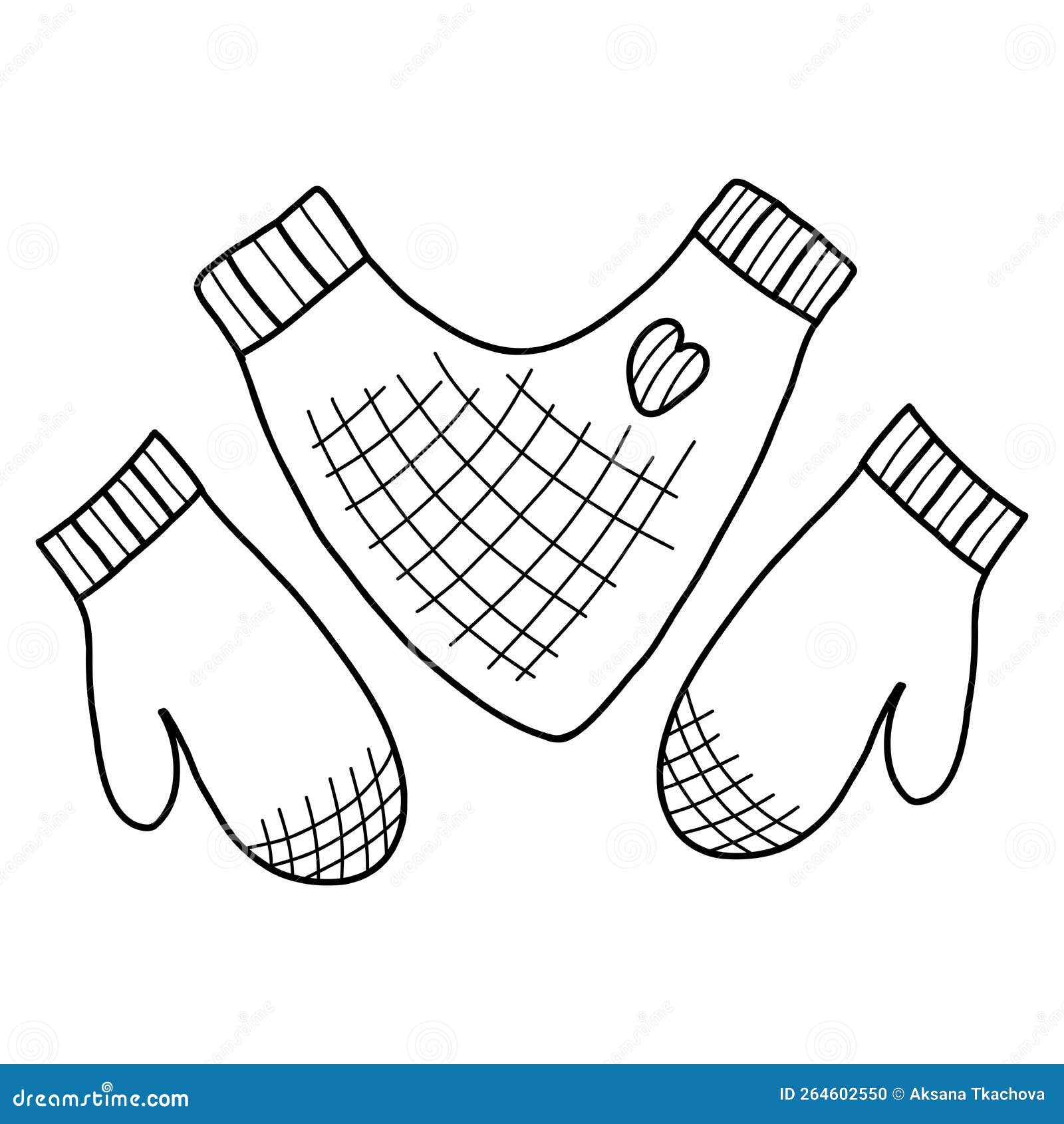 Hand-drawn Mittens in the Form of a Heart for Lovers. Design Elements ...