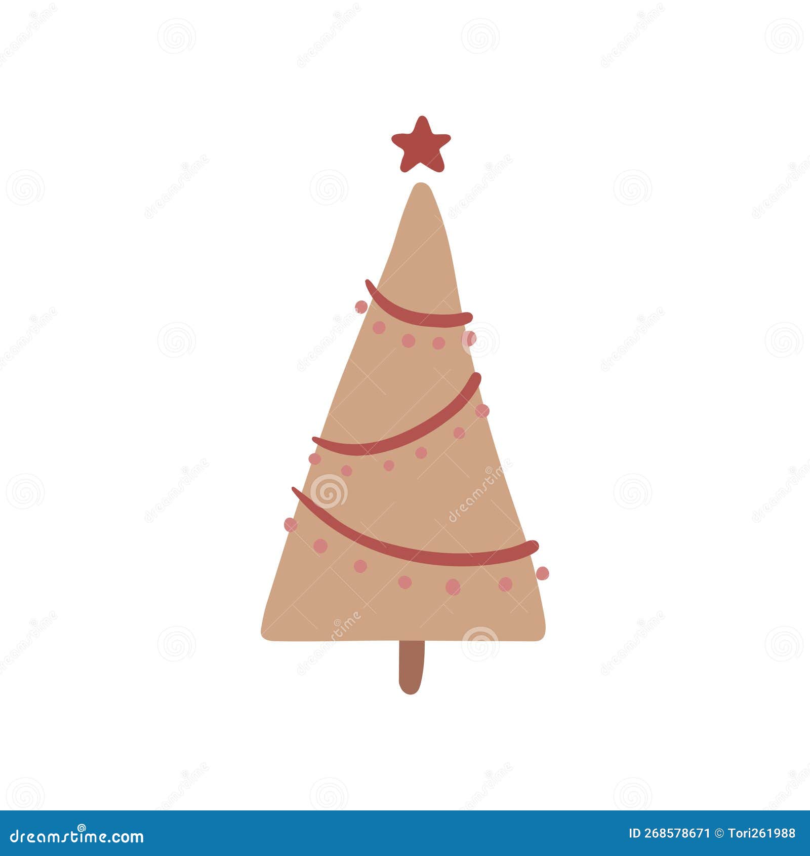 Hand Drawn Modern Boho Pink Christmas Tree. Stock Vector - Illustration ...