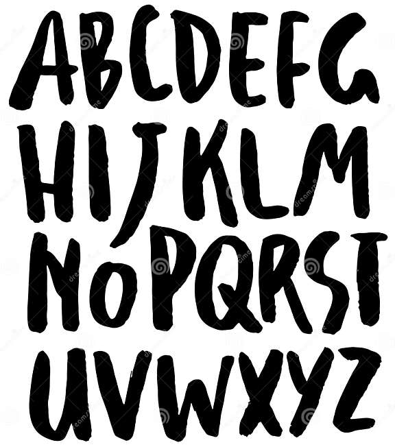 Hand Drawn Modern Brush Font Stock Vector - Illustration of collection ...