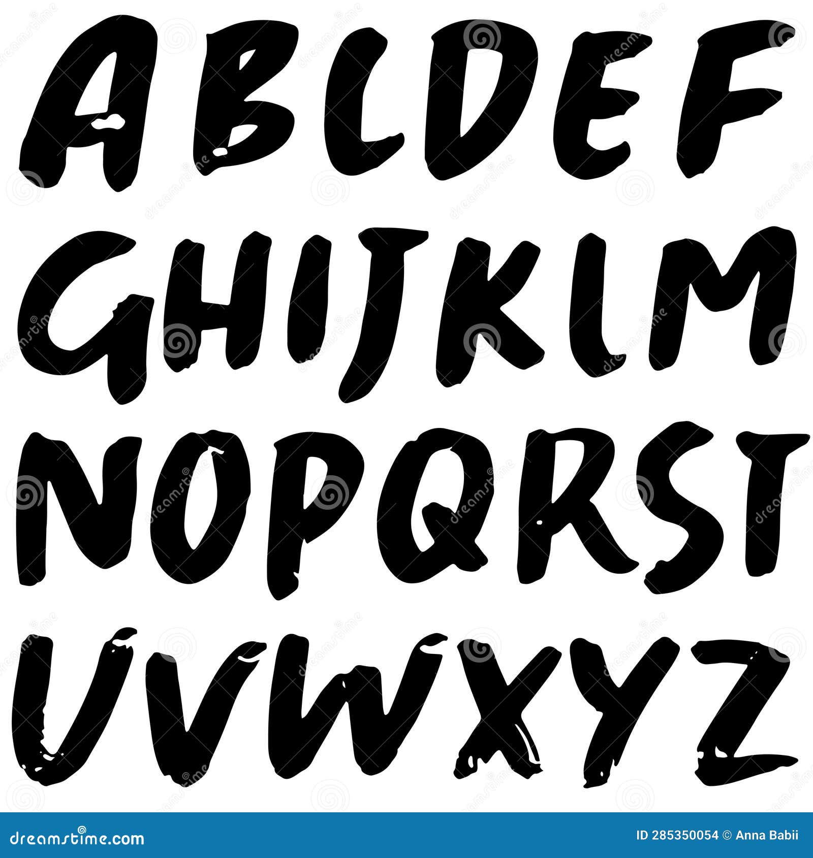 Hand Drawn Modern Brush Font Stock Vector - Illustration of alphabet ...