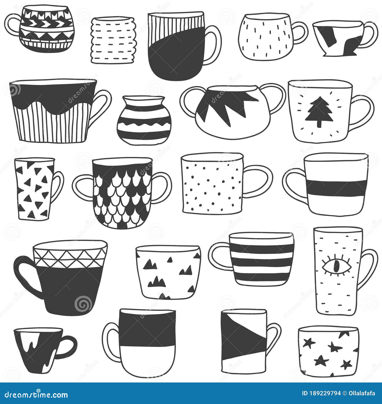 Hand Drawn Modern Cups Collection Stock Vector - Illustration of ...
