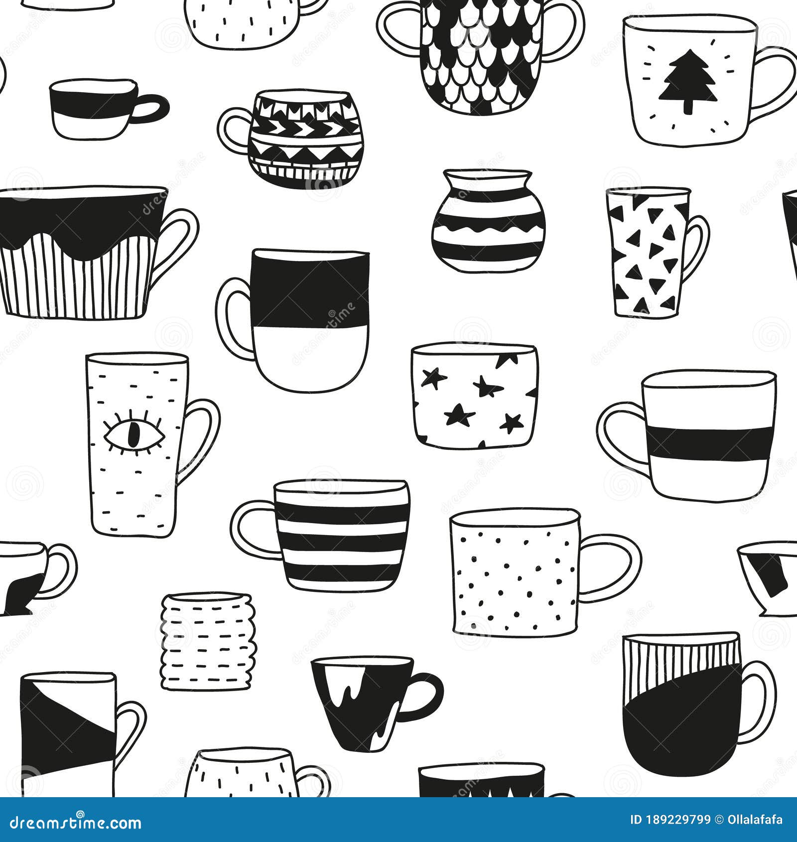 Hand Drawn Modern Cups Collection Stock Vector - Illustration of ...