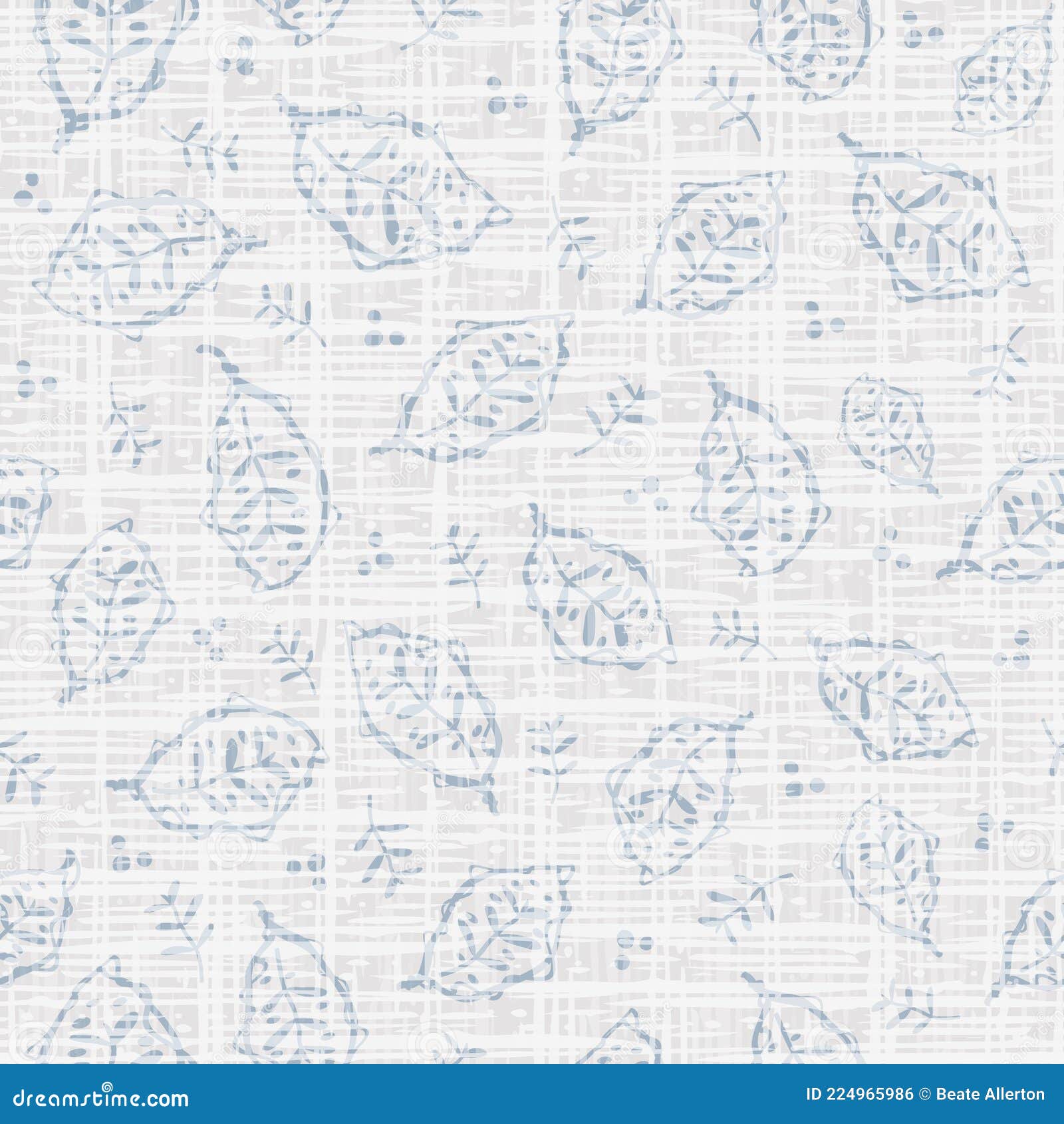 Hand Drawn Modern Leaf and Linen Vector Seamless Pattern Background ...