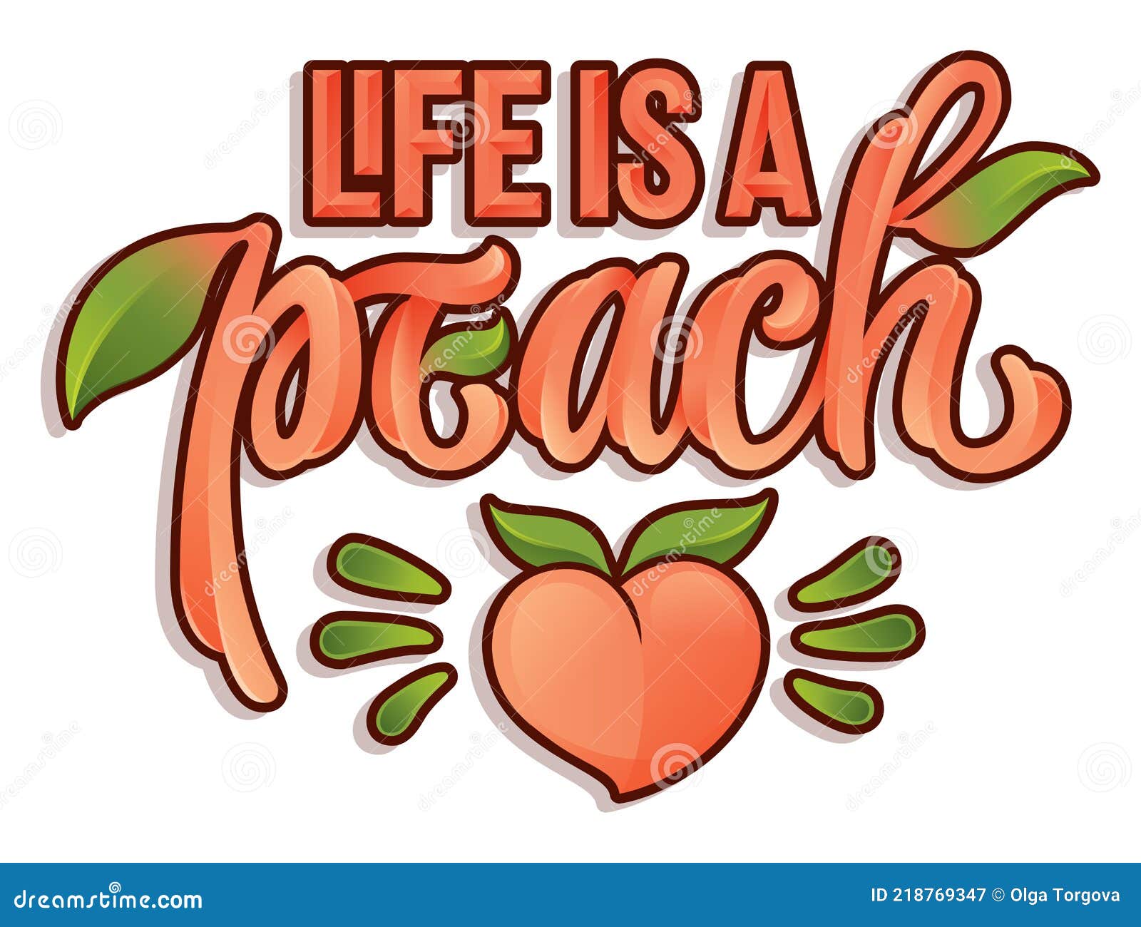 Hand Drawn Modern Lettering - Life is a Peach. Graffiti Style Script ...